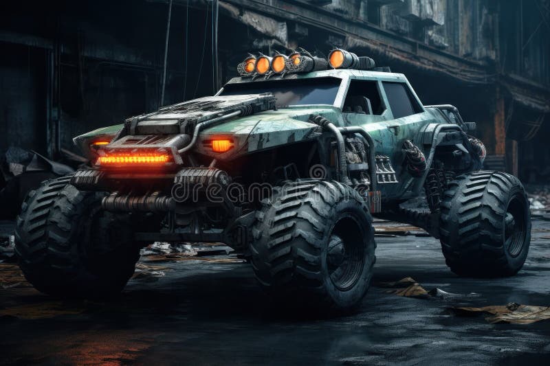 Monster Car in Post Apocalyptic World Stock Illustration - Illustration ...