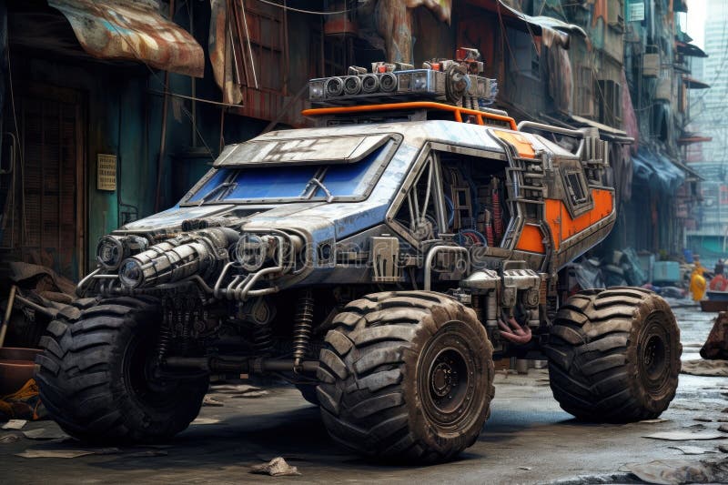 Monster Car in Post Apocalyptic World Stock Photo - Image of ...