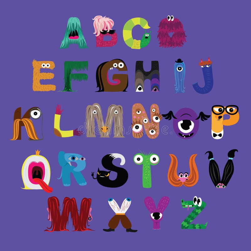 Cartoon Children Cute and Funny Monster Alphabet Stock Vector ...