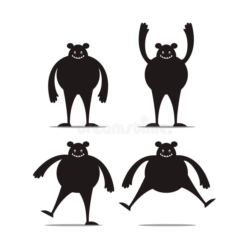 Monster Character in Different Poses Stock Vector - Illustration of ...