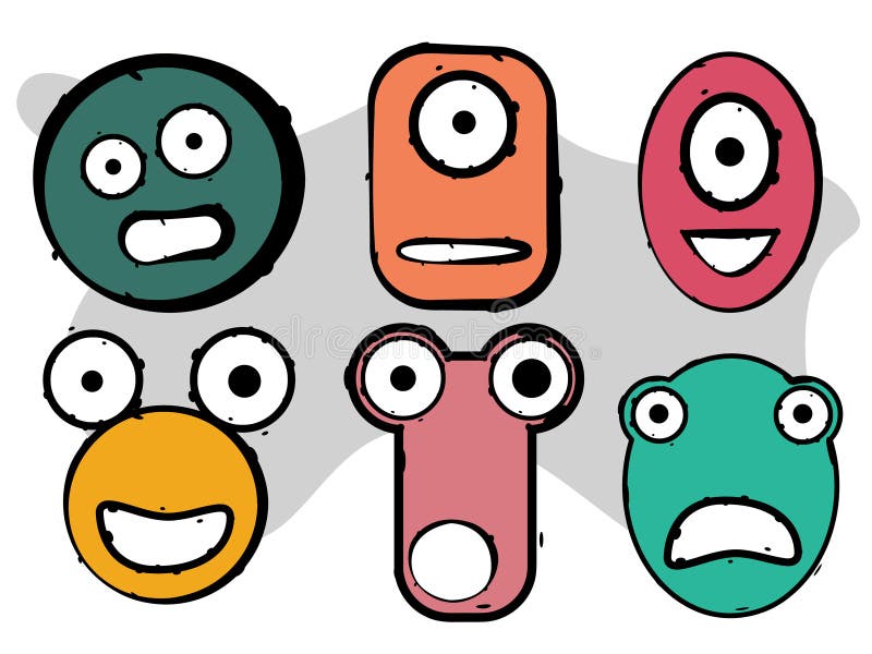 Monster character faces stock vector. Illustration of eyes - 17437777