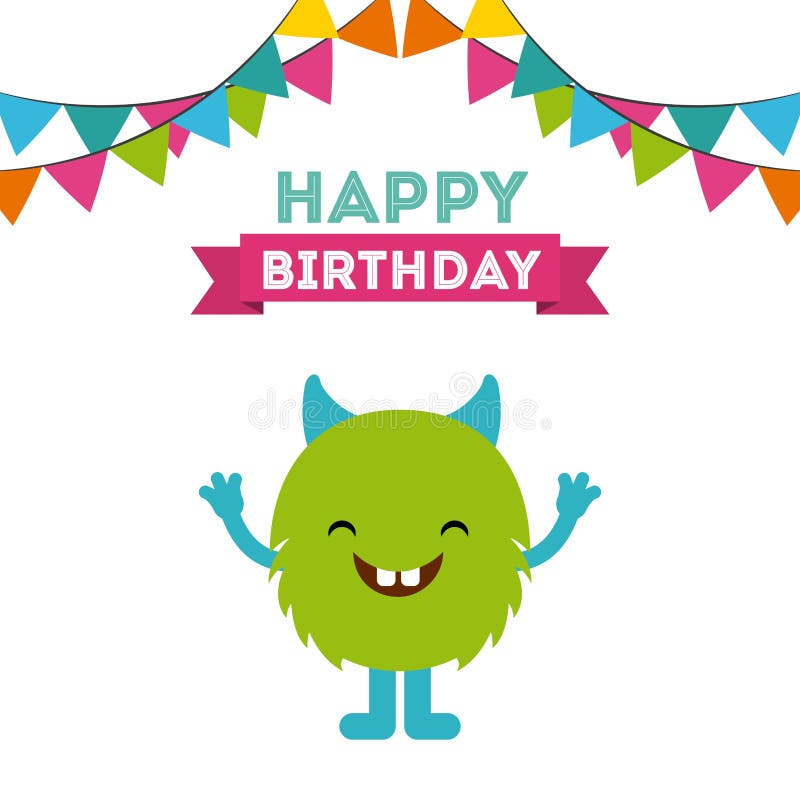 Monster Characters in Birthday Party Stock Vector - Illustration of ...