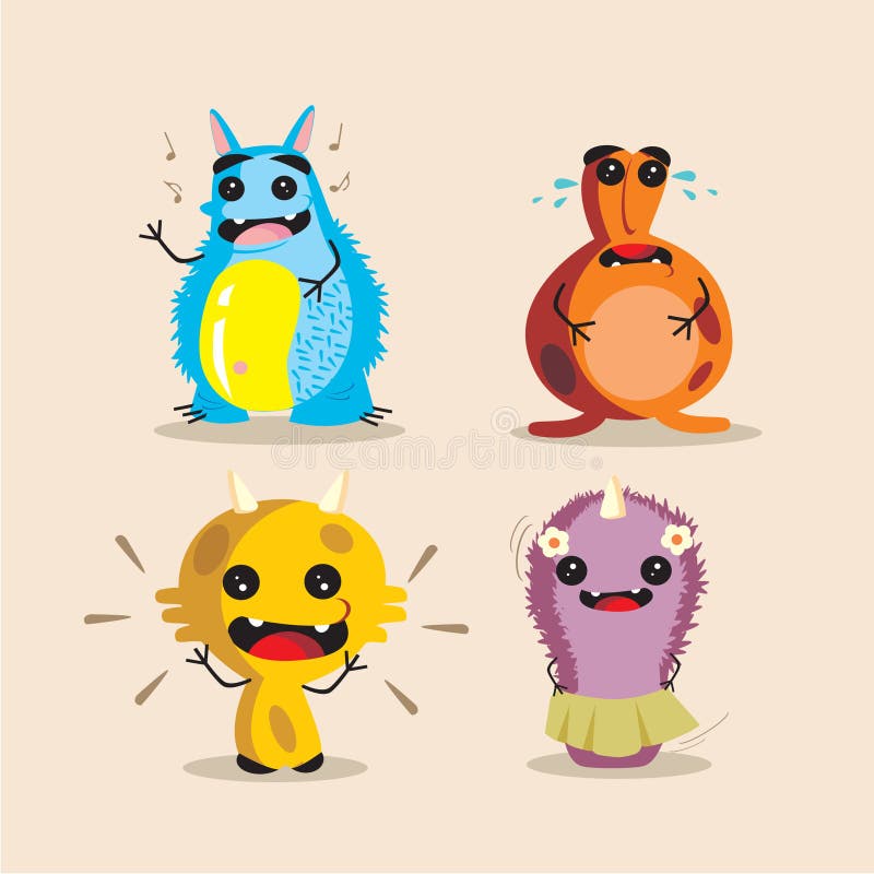 Monster Characters. Vector Illustration Decorative Design Stock Vector ...