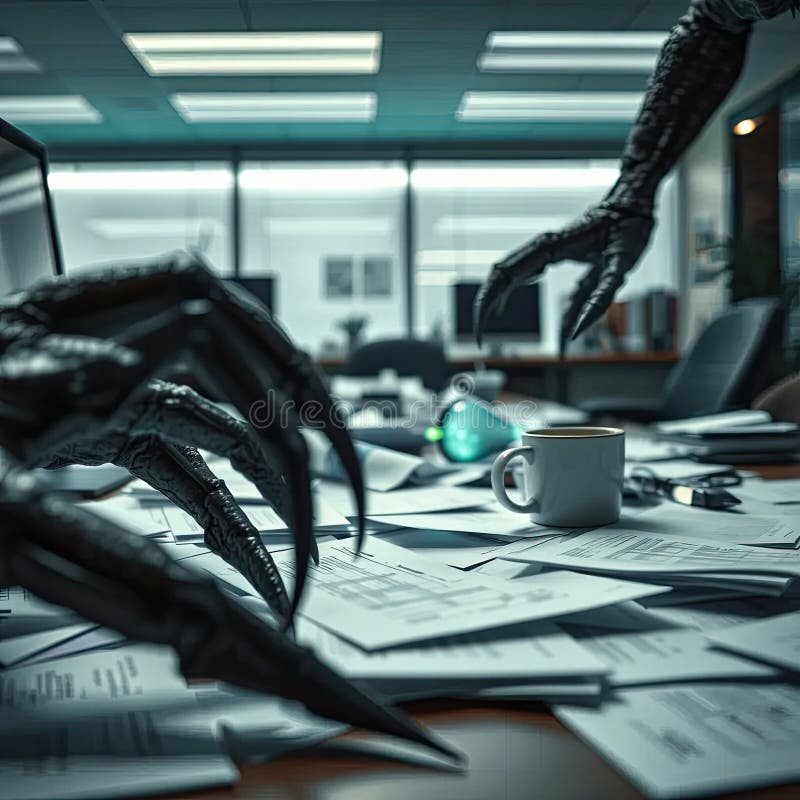Monster Claws on Office Desk. Stock Illustration - Illustration of ...