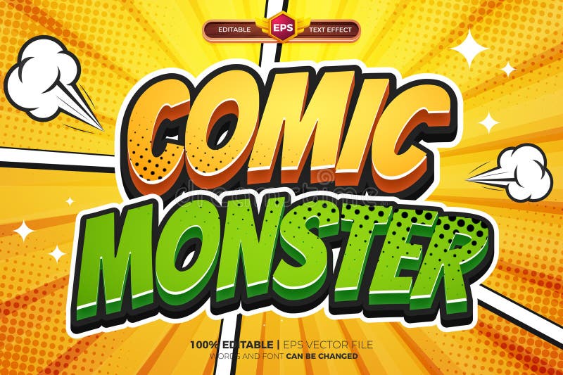 Monster Comic Adventure Editable Text Effect Logo Template Stock Vector ...