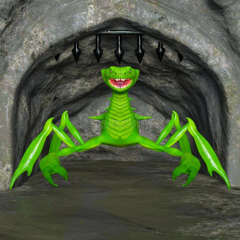 Monster cave, 3D CG stock illustration. Illustration of humanoid - 55317691