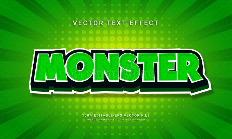 Monster 3d Text Style Effect Themed Cartoon Style Stock Vector ...