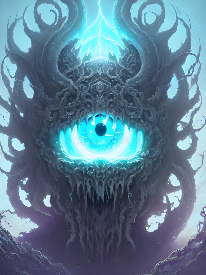 Monster in the Dark Forest with Glowing Light and Smoke, Ai Generated ...