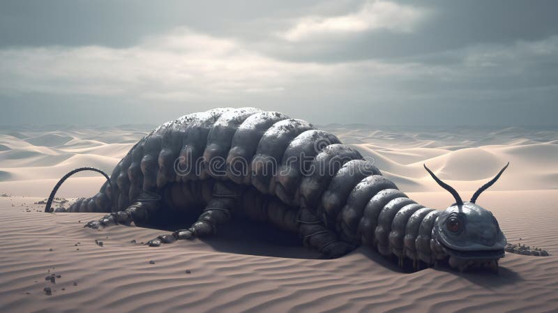 A Monster in the Desert with Sand Dunes Stock Illustration ...