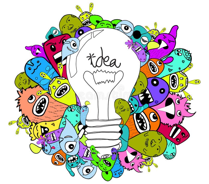 Monster doodle and idea stock illustration. Illustration of nature ...