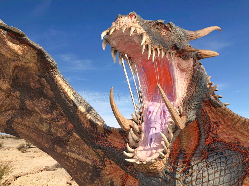 Monster Dragon is Angry on Desert Stock Illustration - Illustration of ...