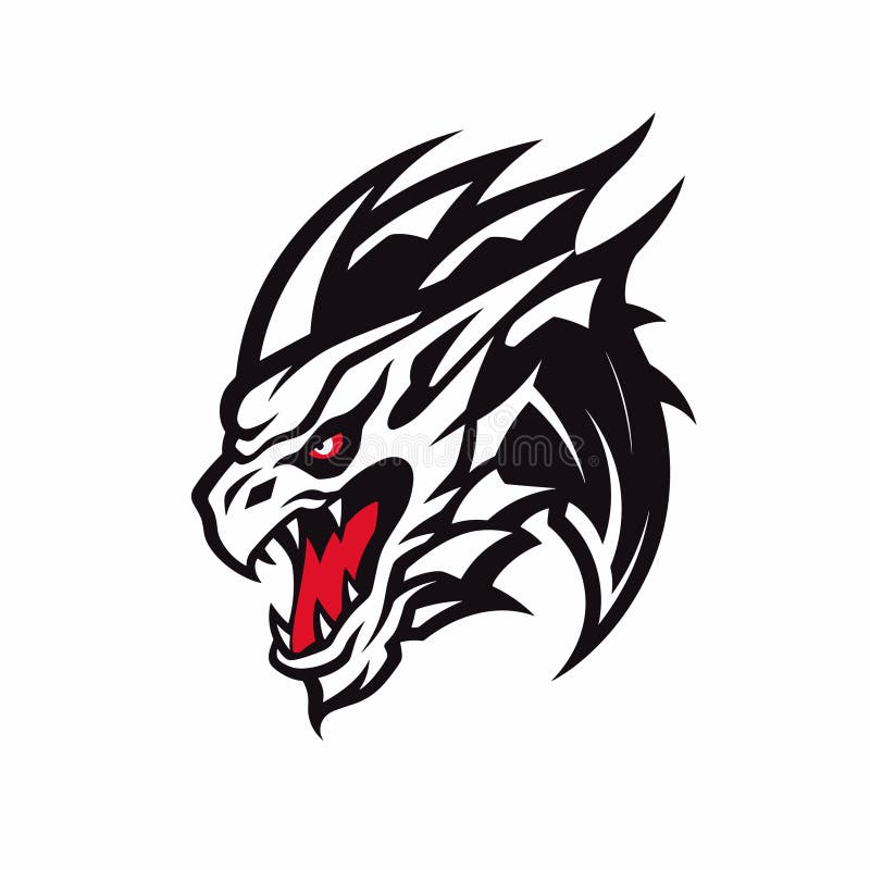 Monster Dragon Head Vector Illustration, Tattoo Logo Icon Design ...