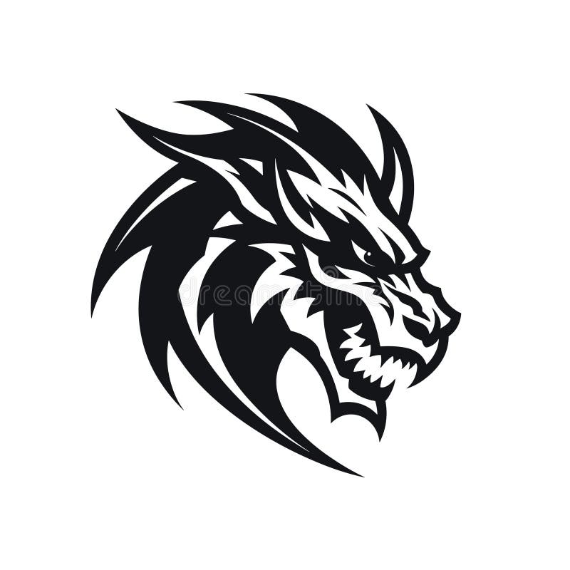 Monster Dragon Head Vector Illustration, Tattoo Logo Icon Design ...