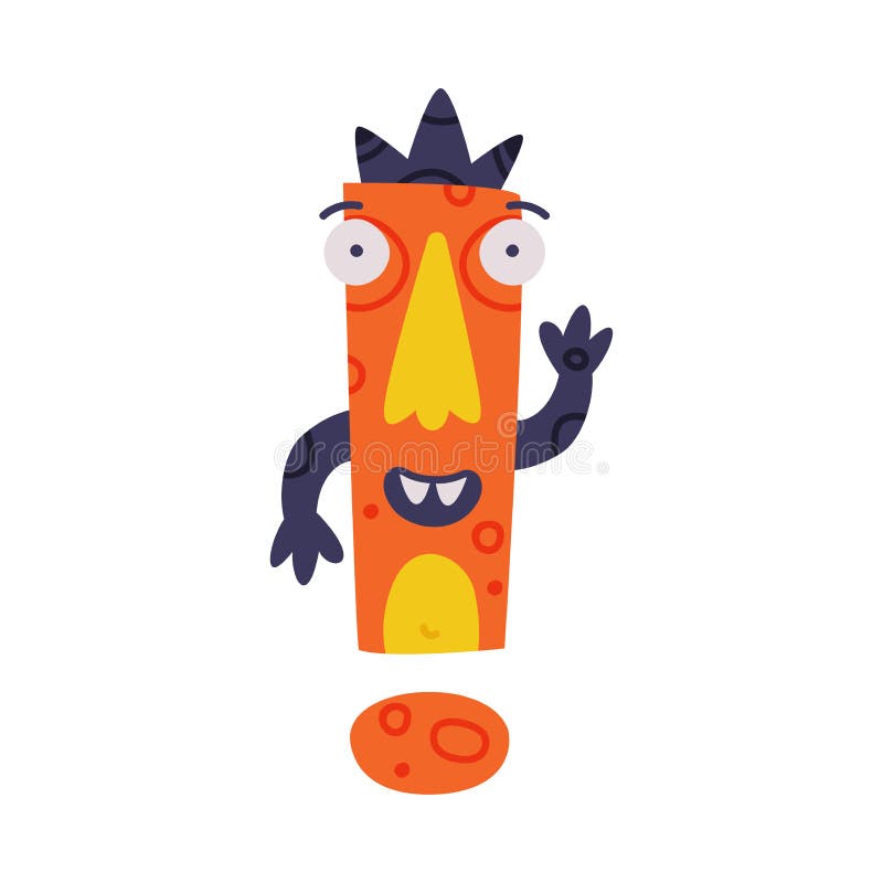 Monster Exclamation Mark with Face and Hands As Punctuation Sign Vector ...