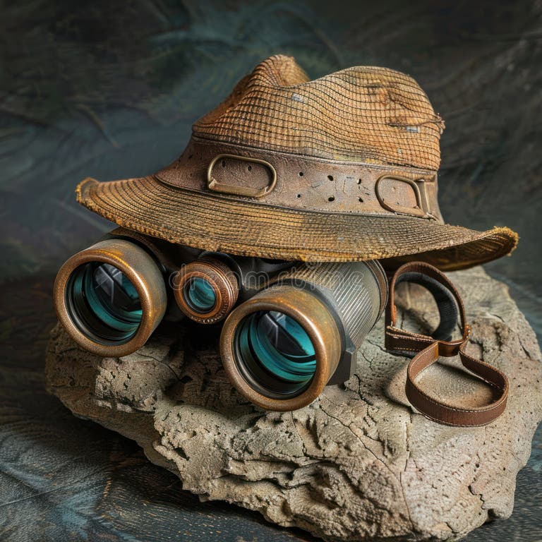 Monster Explorer Safari Hat and Binoculars Stock Photo - Image of ...