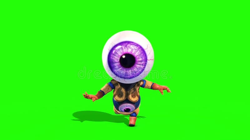 Monster Eye Man Runcycle Green Screen Side 3D Renderings Animations ...