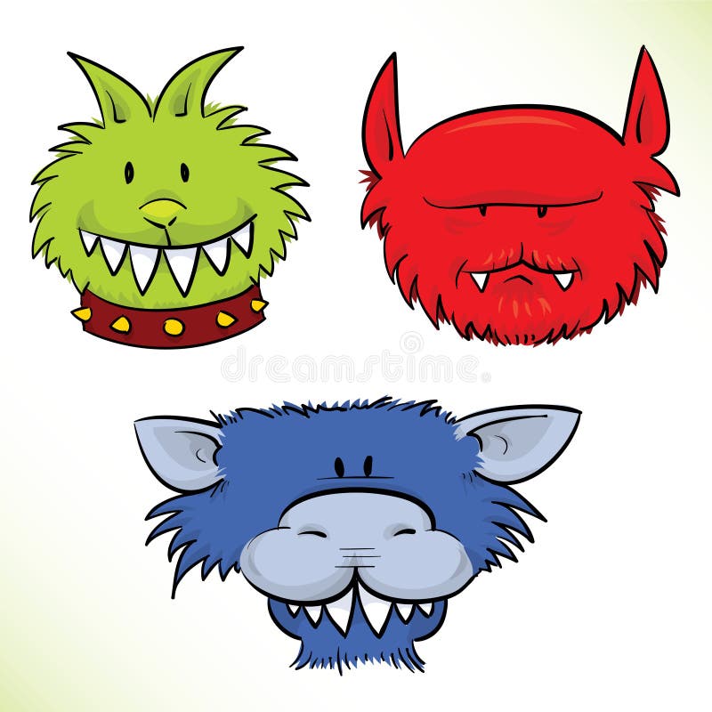 Monster Faces stock illustration. Illustration of cute - 41748587