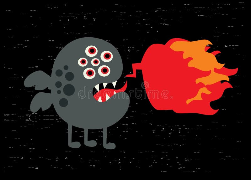 Monster with fire banner. stock illustration. Illustration of character ...