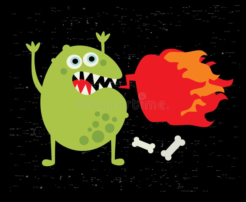Monster with fire. stock vector. Illustration of monster - 32842462