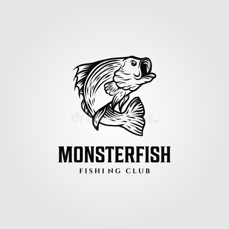 Monster Bass Logo Vector Template Illustration Design, Fishing Club ...
