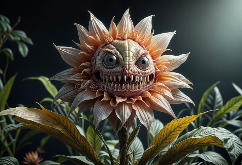 Monster Flower with Giant Teeth - Generated by Ai Stock Illustration ...