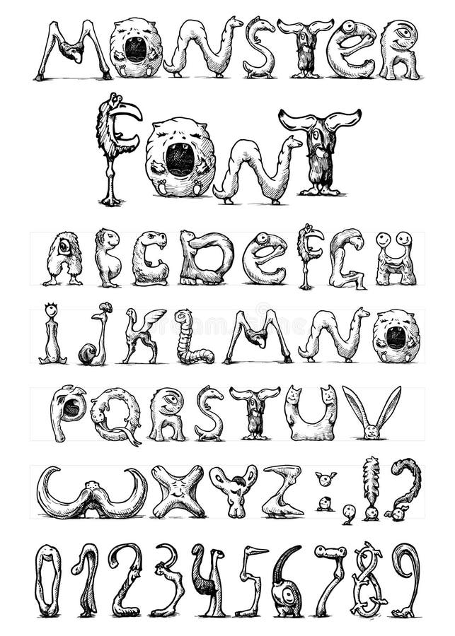Font Monsters stock vector. Illustration of ghastly, numeral - 31988428