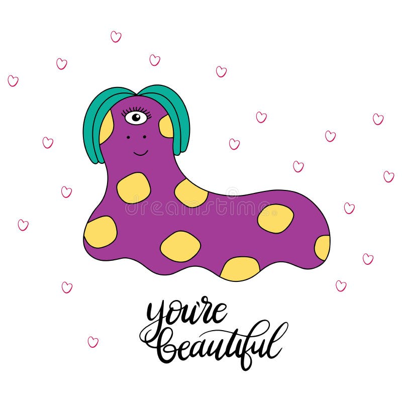 Monster with Funny Inscription Stock Vector - Illustration of icon ...