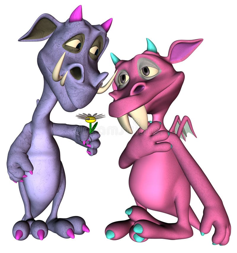 Monster Giving a Daisy Flower Stock Illustration - Illustration of ...