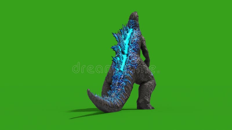 Monster Godzilla Green Screen Angry Back 3D Rendering Animation Stock ...