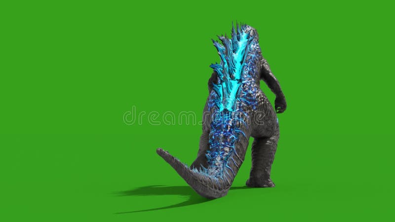 Monster Godzilla Green Screen Walkcycle Back Loop 3D Rendering ...