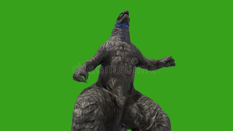 Monster Godzilla Green Screen Walks Down 3D Rendering Animation Stock ...