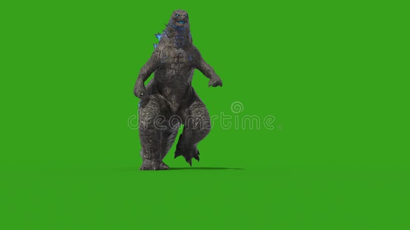 Monster Godzilla Green Screen Walks Front 3D Rendering Animation Stock ...