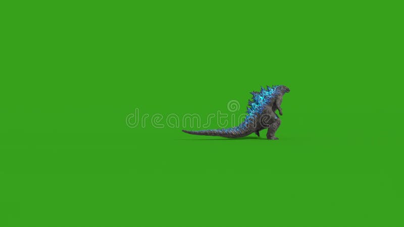 Monster Godzilla Green Screen Walks Side 3D Rendering Animation Stock ...