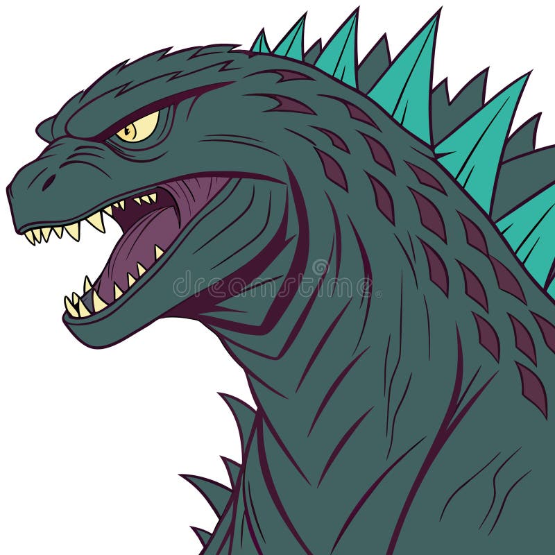Monster Godzilla, with Its Menacing Teeth and Sharp Dorsal Fins Stock ...