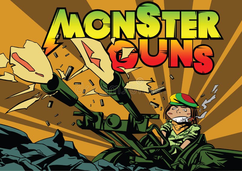 Monster with the Guns and Zombie - Freehand, Vector Stock Vector ...