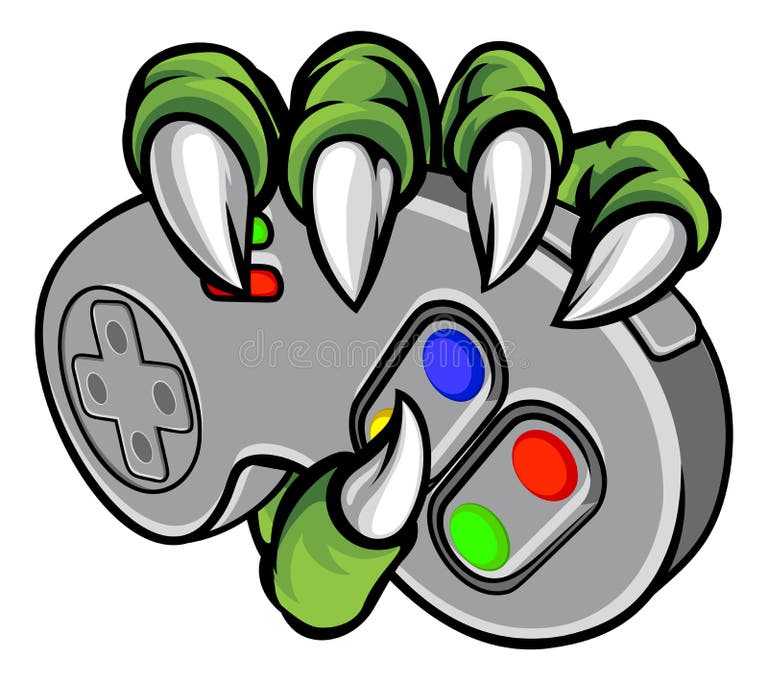 Monster Hand Holding Video Games Controller Stock Vector - Illustration ...