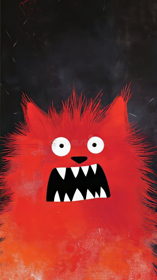 The Monster Has a Big Mouth and Sharp Teeth, and Its Background is Red ...