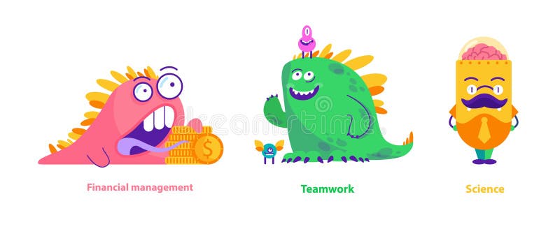Monster Helpers. Flat Vector Illustration Stock Vector - Illustration ...