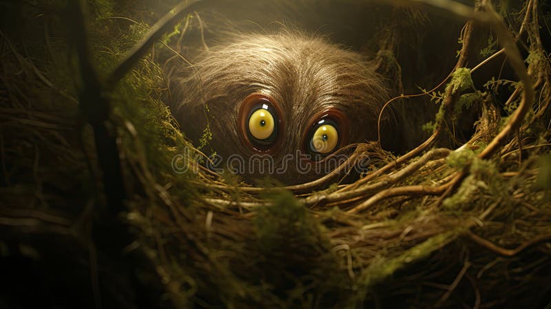 The Monster is Hiding in the Grass. Fictional Creatur Stock ...