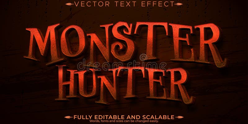 Monster Hunter Text Effect, Editable Horror and Scary Text Style Stock ...