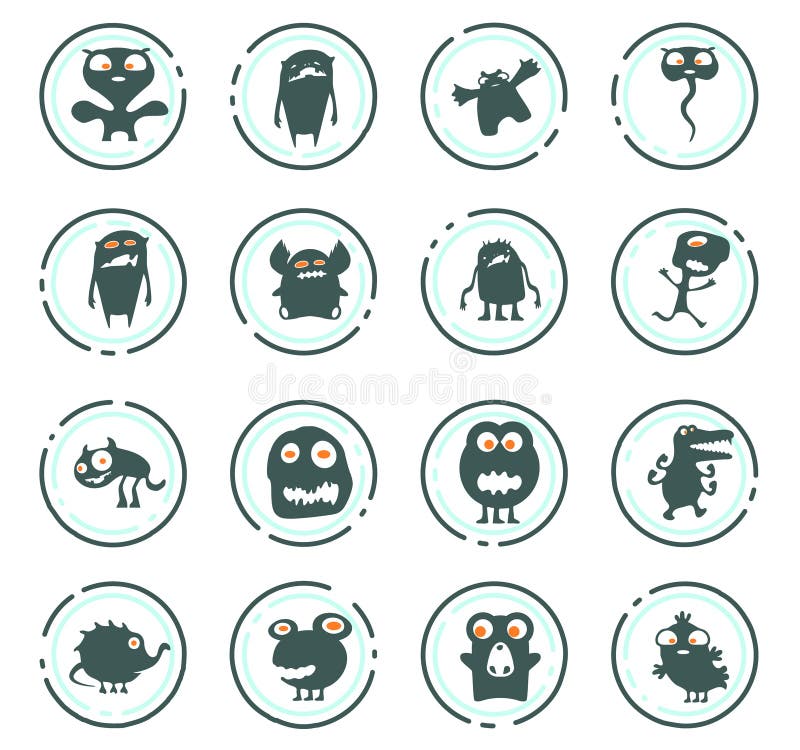 Monster icons set stock vector. Illustration of character - 155346392