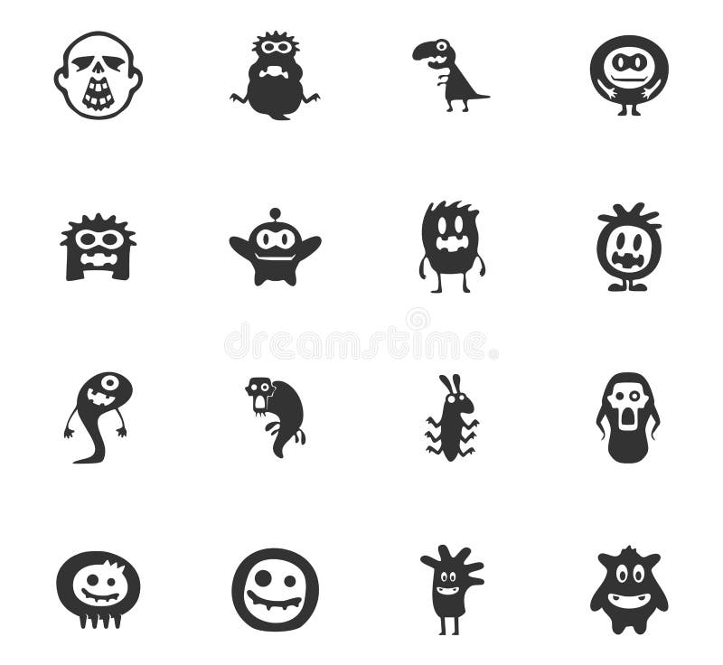 Monster icons set stock illustration. Illustration of monster - 89129434