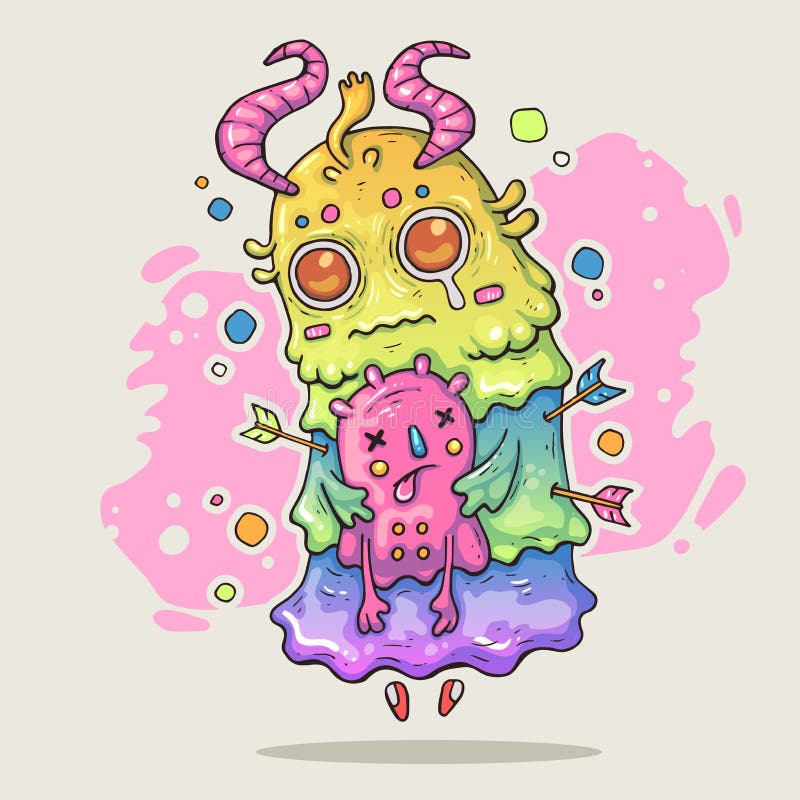 The Monster Keeps a Small Creature. Cartoon Illustration in Comic ...