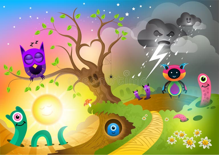 Monster Land stock vector. Illustration of face, landscape - 27761583