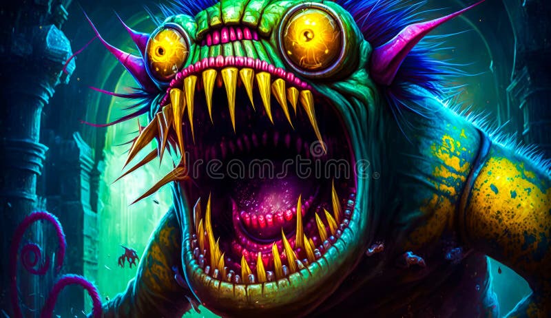 Monster with Large Teeth and Big Teeth. Generative AI Stock ...