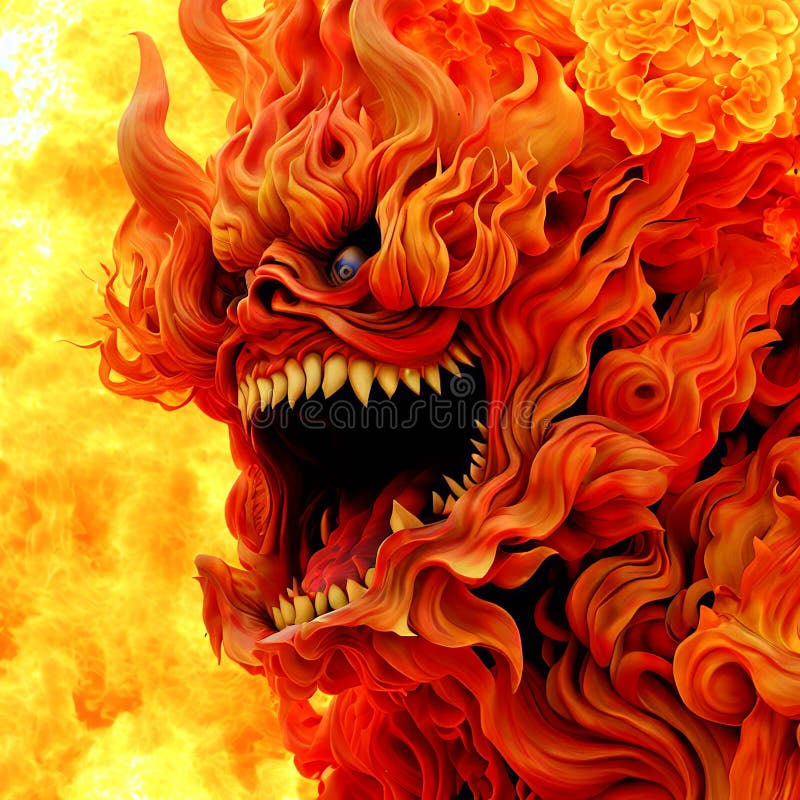 Monster Made of Fire Concept Stock Illustration - Illustration of glow ...