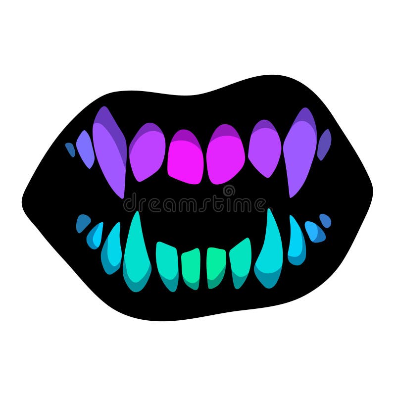 Mouth with Sharp Multicolored Teeth Stock Vector - Illustration of ...
