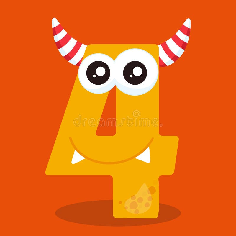 Monster Number 4 04 stock vector. Illustration of cartoon - 198989652