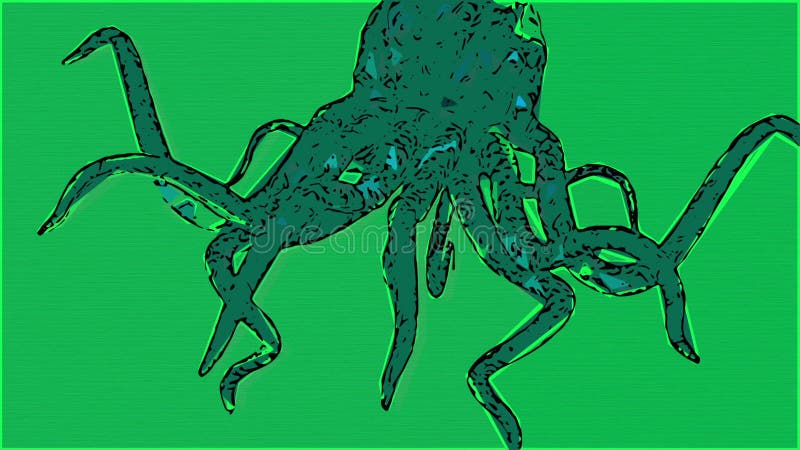 Monster Octopus with Tentacles on Green Screen Stock Video - Video of ...