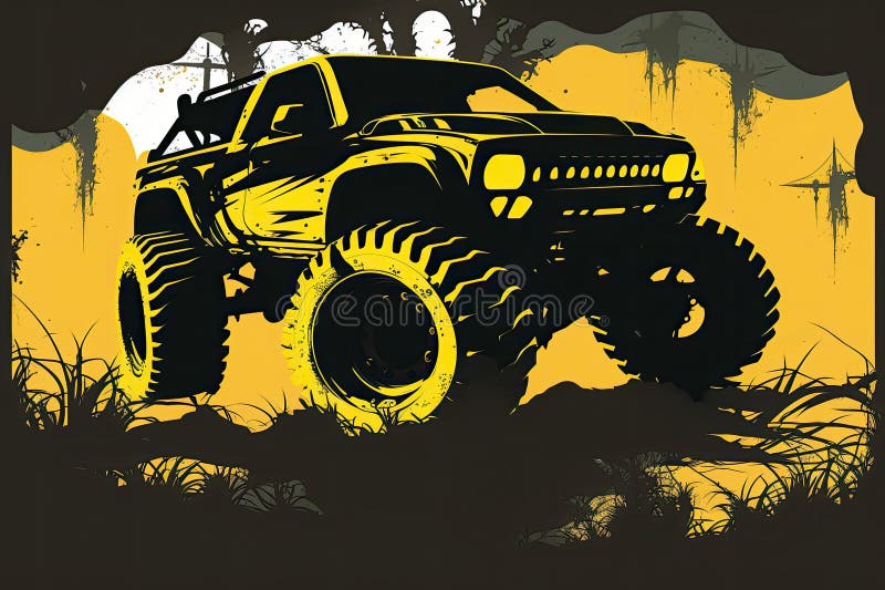 Monster Off Road Vehicle Illustration in a Cartoonish Style Stock ...